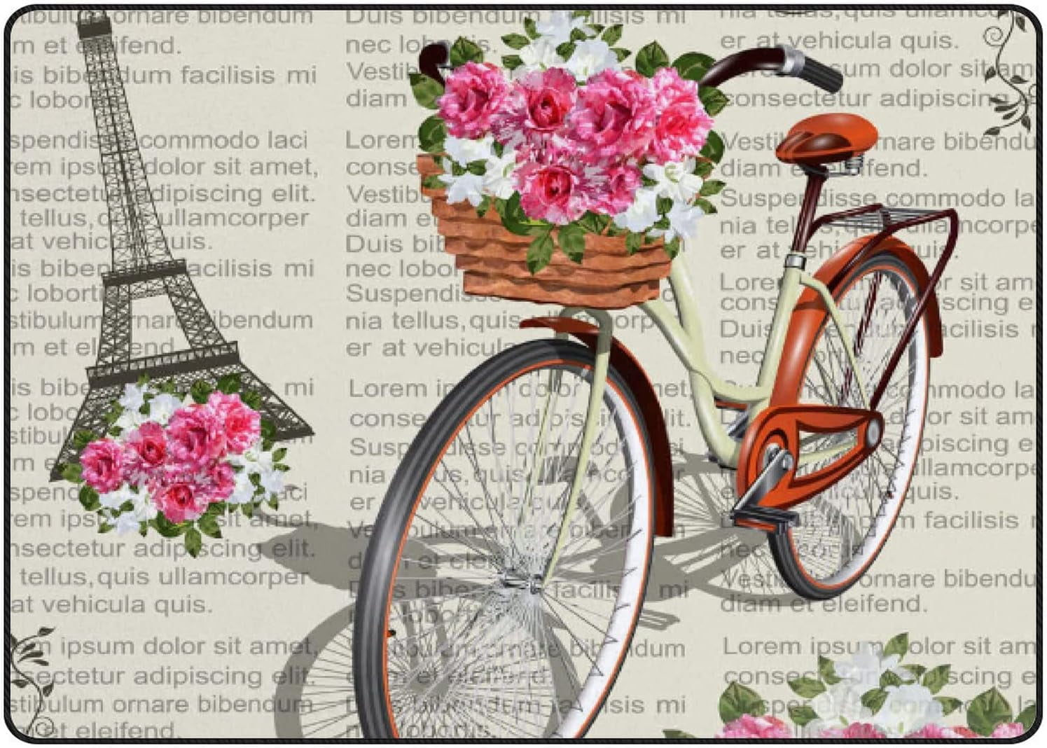 SKYSONIC Area Rug Paris Vintage Poster Background Nursery Rug Floor Mat ...