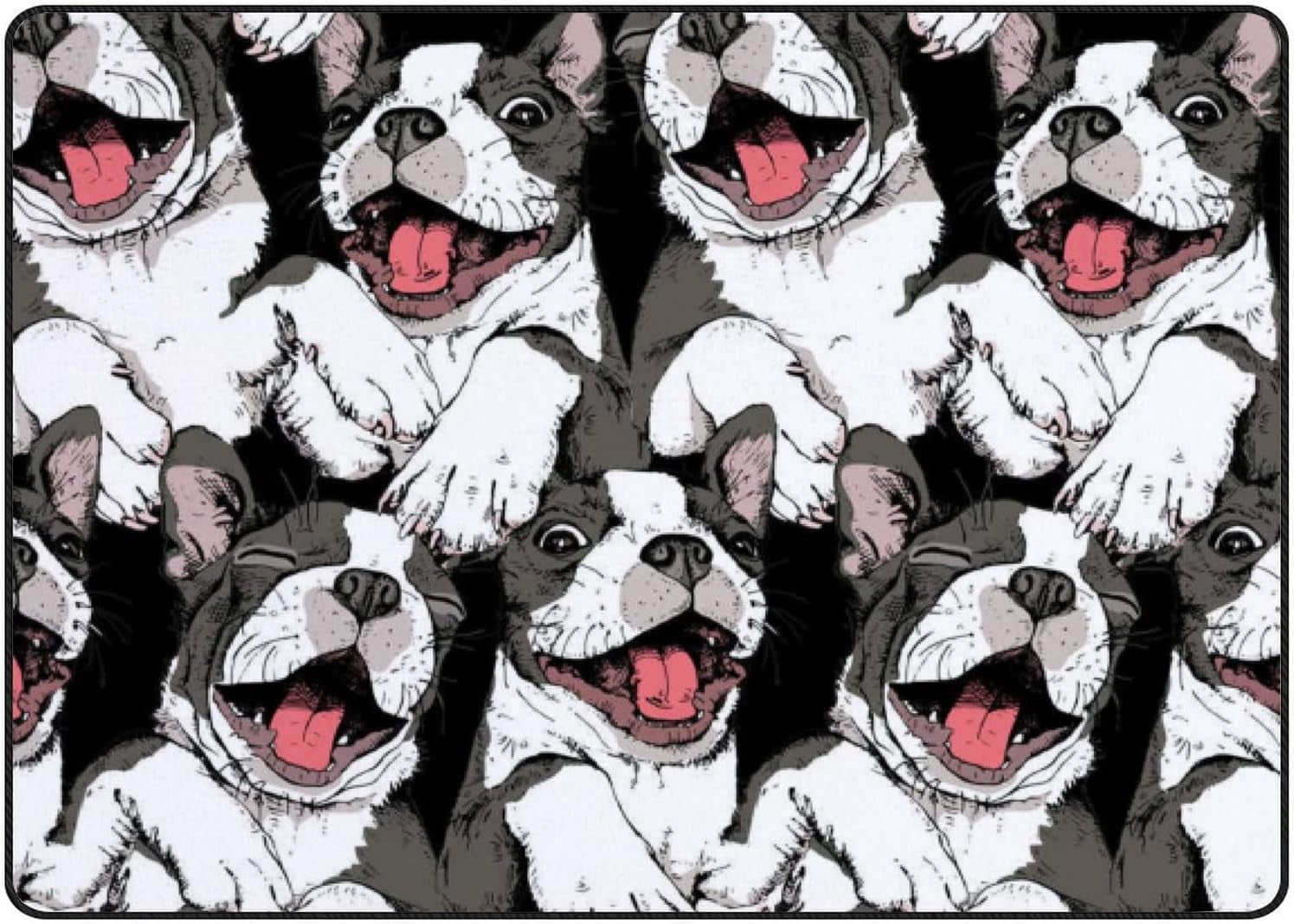SKYSONIC Area Rug Smiling Funny Boston Terrier Dogs Nursery Rug Floor ...