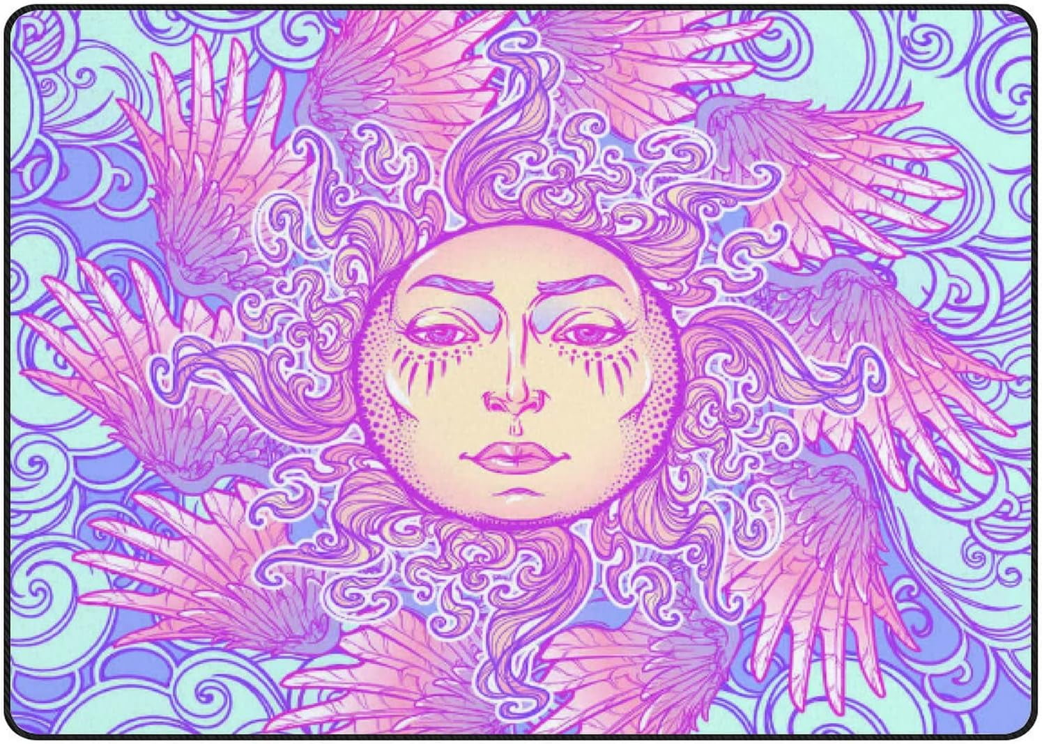 SKYSONIC Area Rug Sun Arranged in Circular Shape Nursery Rug Floor Mat ...