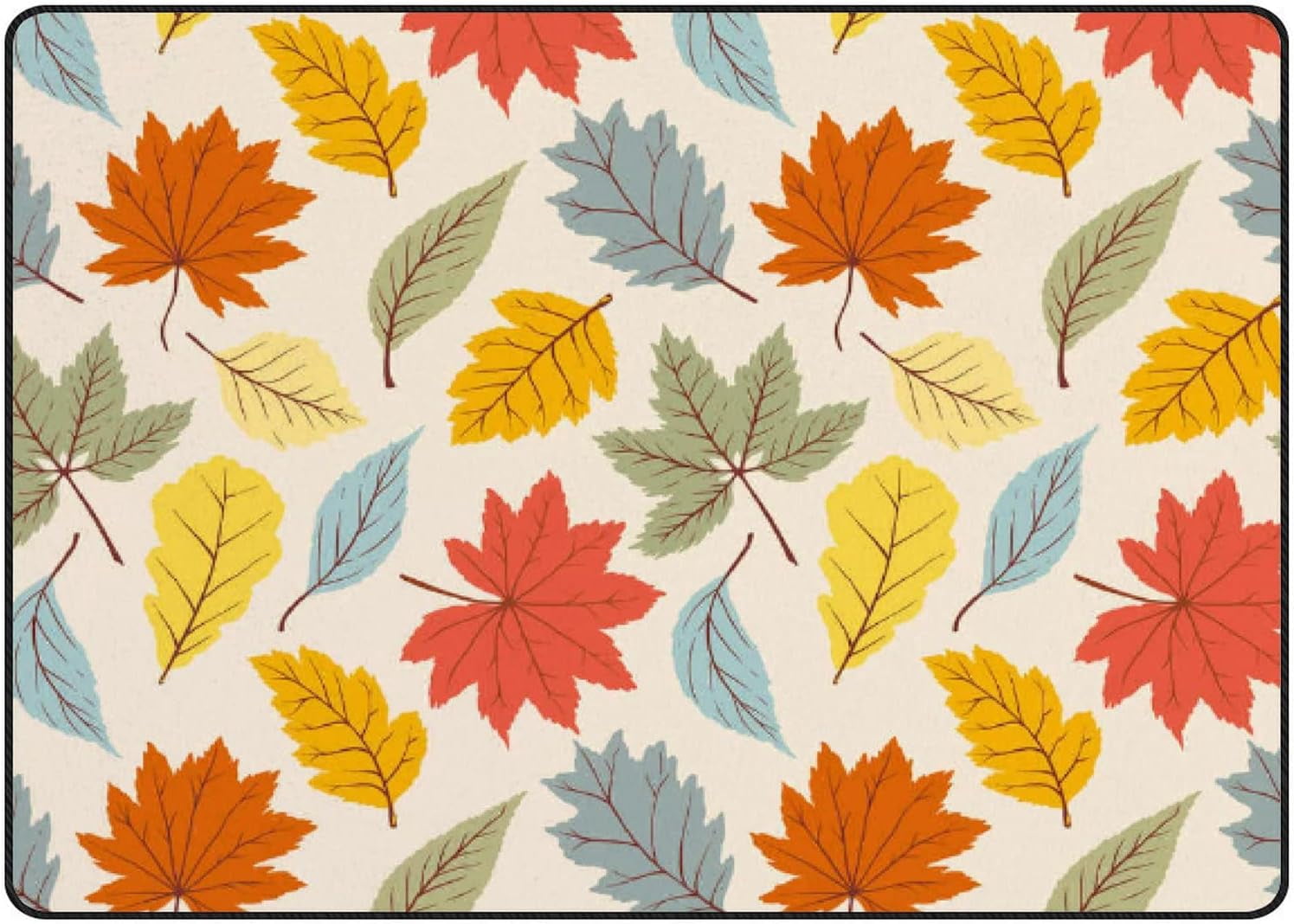 SKYSONIC Area Rug Vintage Autumn Leaves Nursery Rug Floor Mat Kids ...