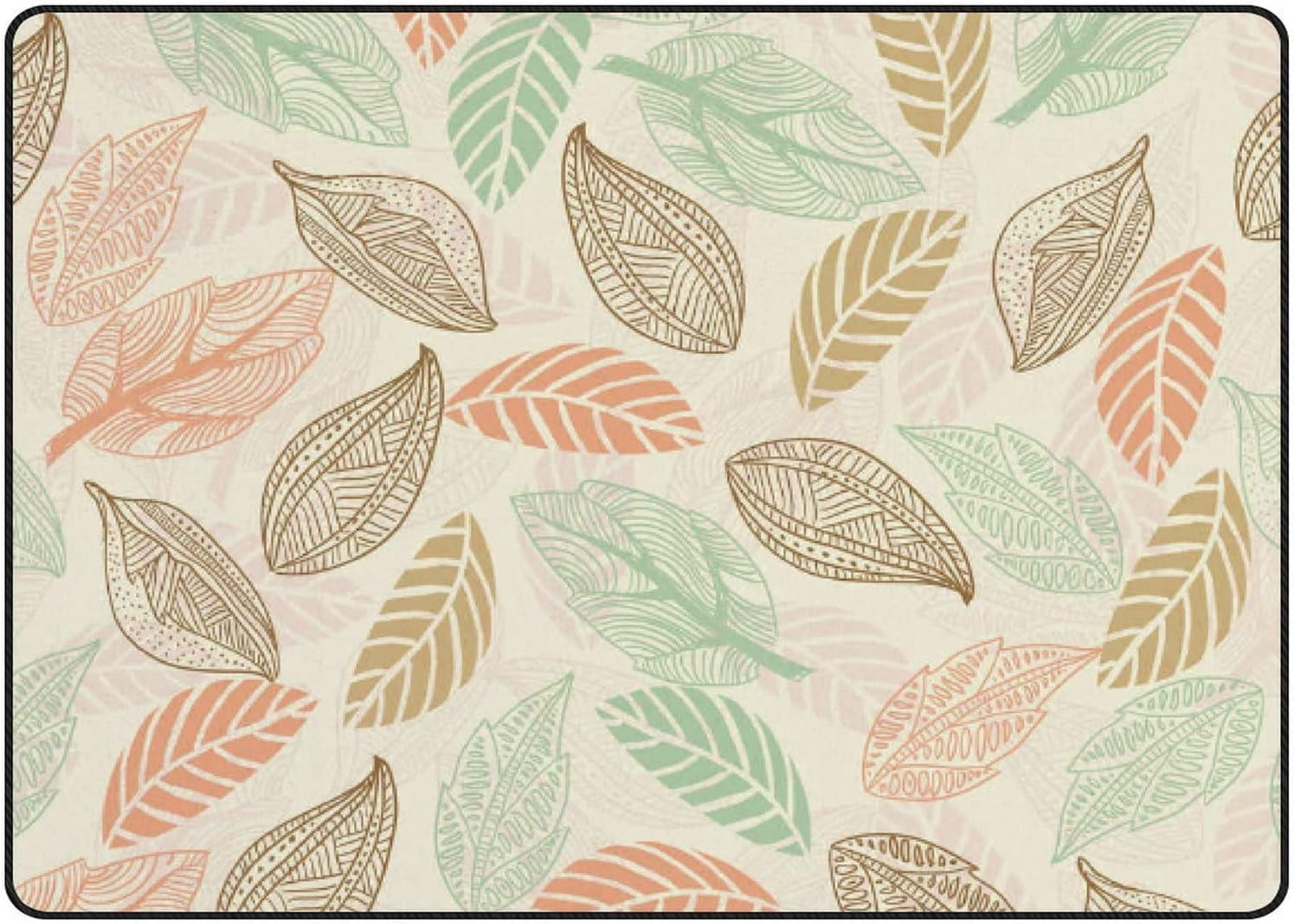 SKYSONIC Area Rug Vintage Leaf Pattern Nursery Rug Floor Mat Kids ...