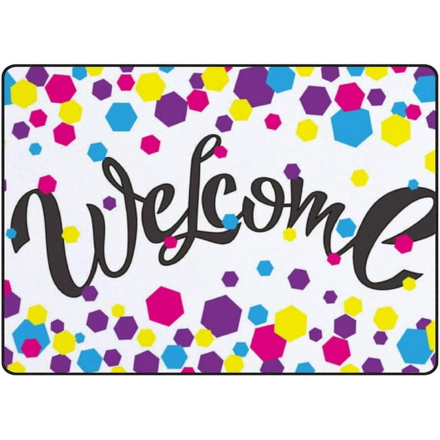 SKYSONIC Area Rug Welcome with Colorful Geometric Design Nursery Rug ...