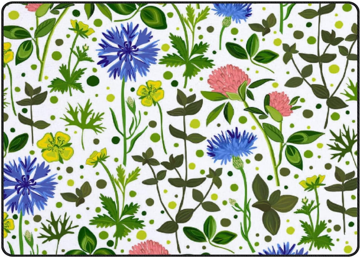 SKYSONIC Area Rug Wild Flowers Pattern Nursery Rug Floor Mat Kids ...