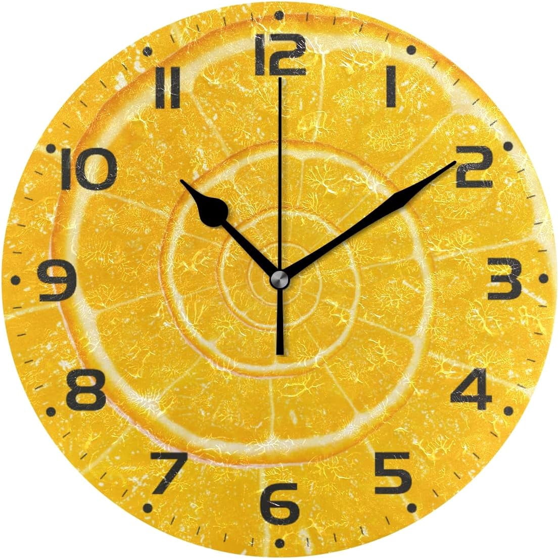 SKYSONIC Art Orange Slices Wall Clock 10 Inch Silent Non Ticking Round ...