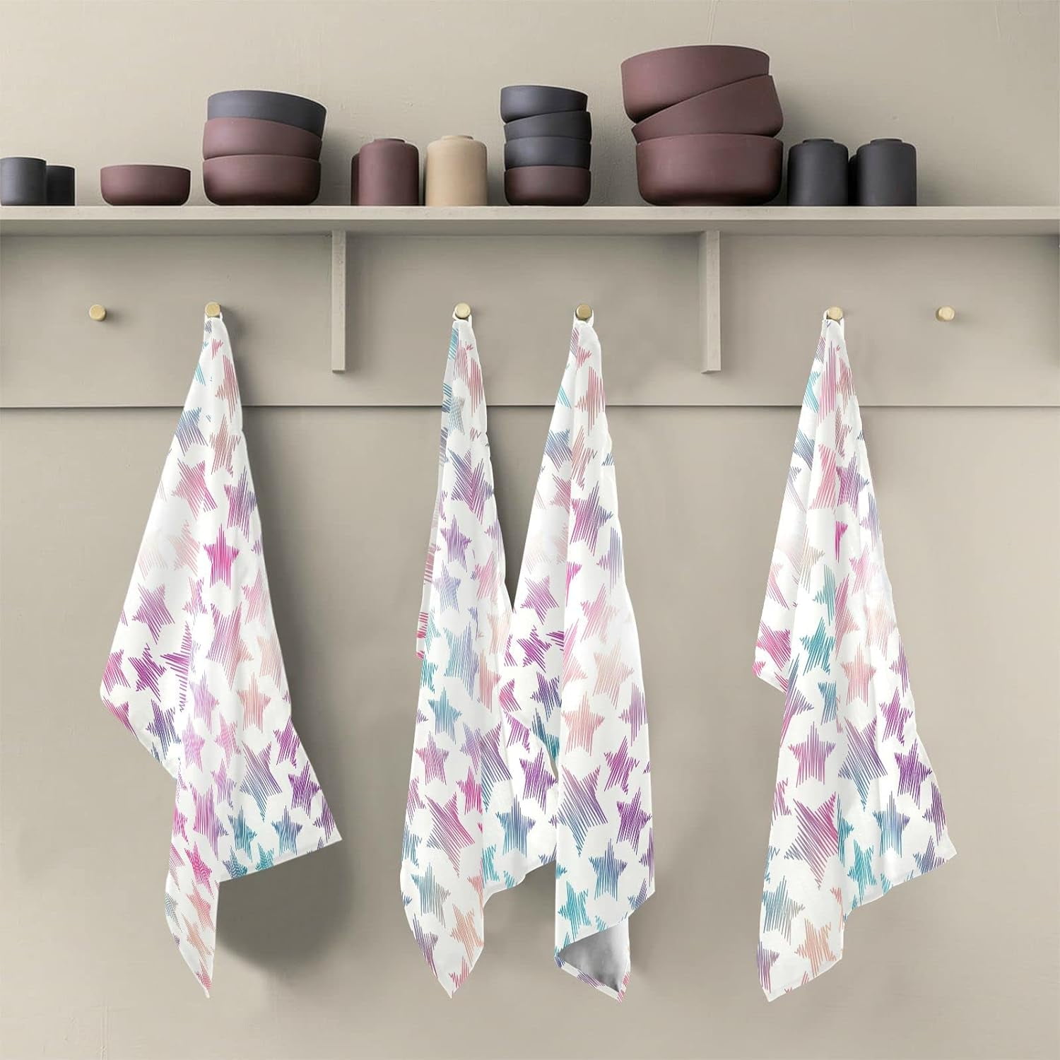 SKYSONIC Art Star Kitchen Dish Towel Set,Drying Kitchen Towels Tea ...