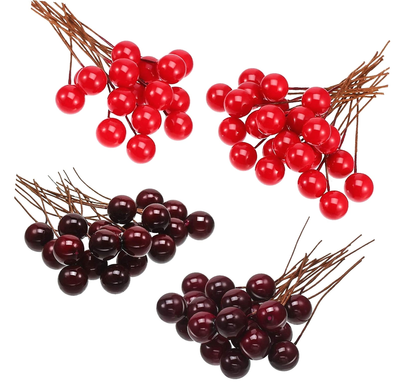 SKYSONIC Artificial Holly Berries, 100 Pieces 10 mm Fake Berries Decor ...