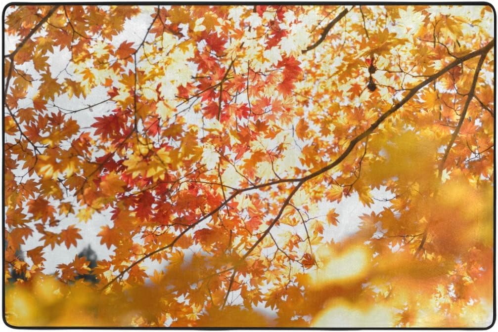 SKYSONIC Autumn Tree Leaves Area Rug Pad 24x36 Inch 100% Light Weight ...