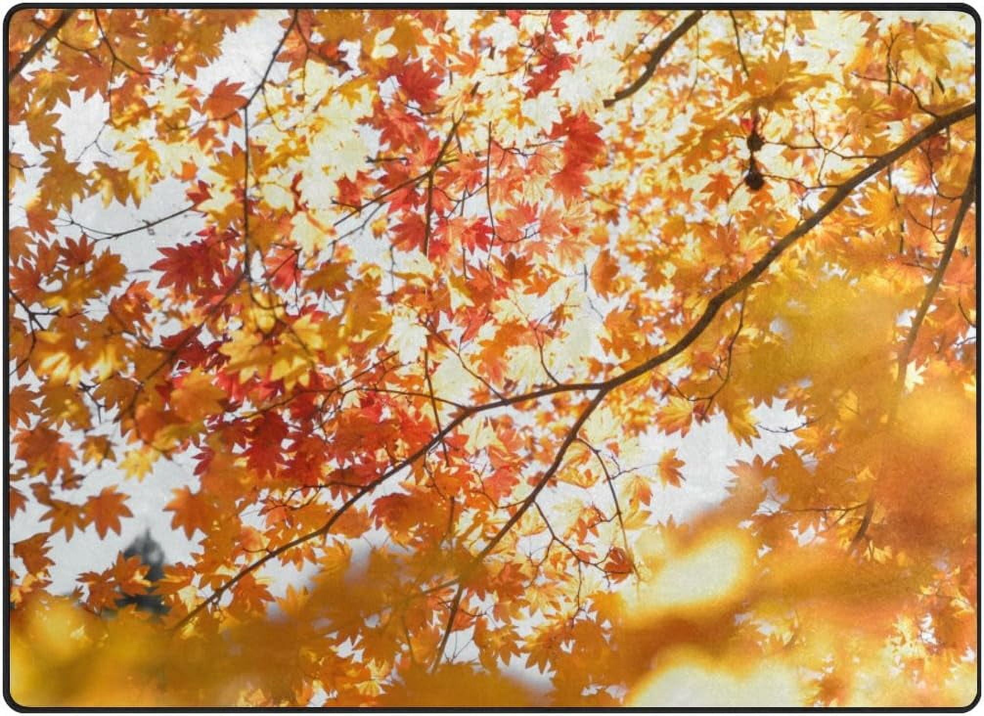 SKYSONIC Autumn Tree Leaves Area Rug Pad - 63x48 inch - 100% Light ...
