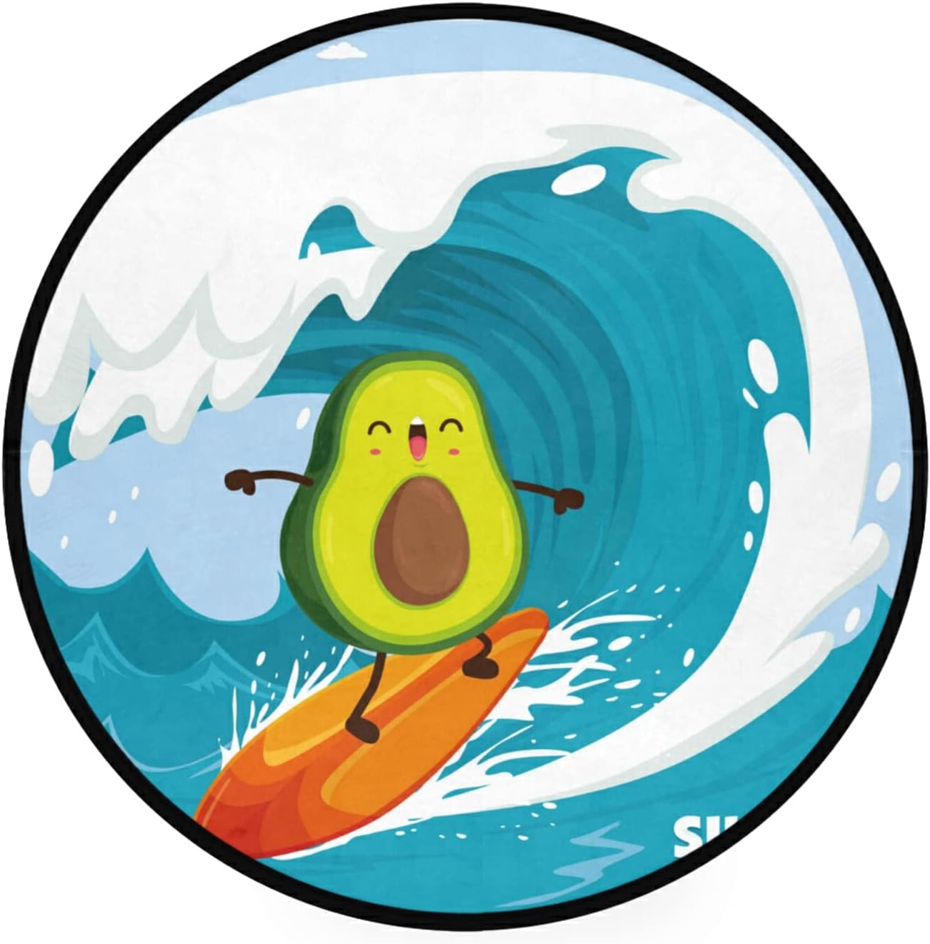 SKYSONIC Avocado Summer Surfer Round Area Rug Chair Couch Cover Area ...