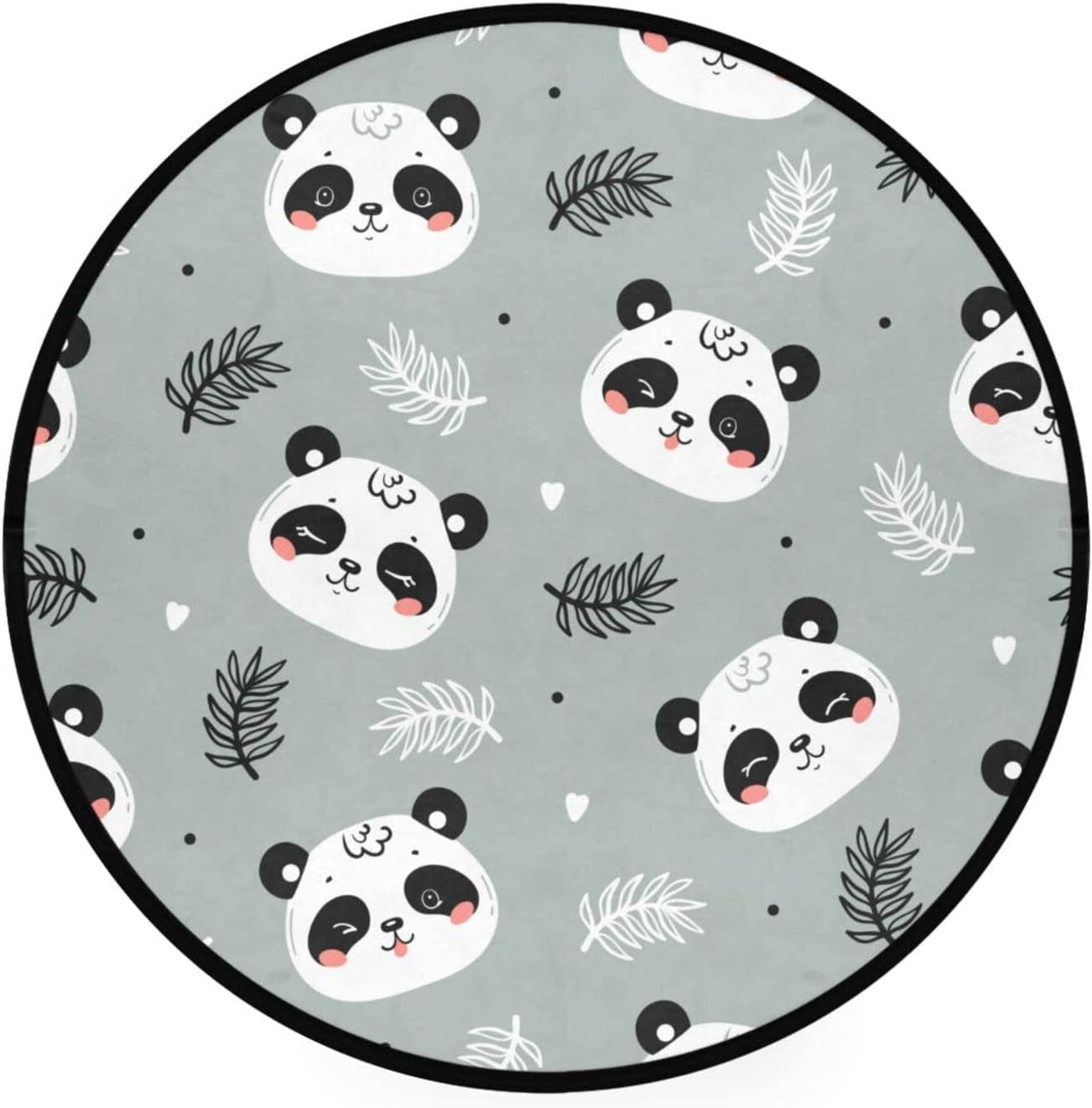 SKYSONIC Baby Panda Bear Face BambooRound Area Rug Chair Couch Cover ...