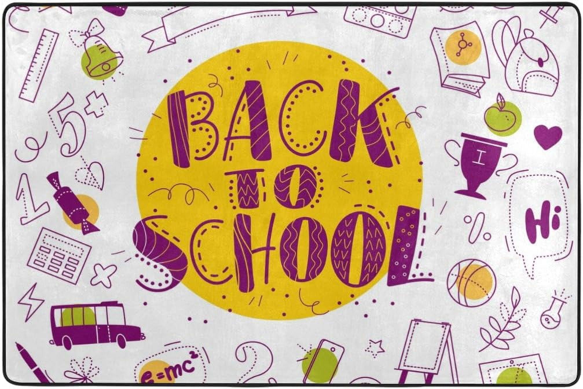 SKYSONIC Back School Doodle Area Rug Pad48"x63", 100% Light Weight ...