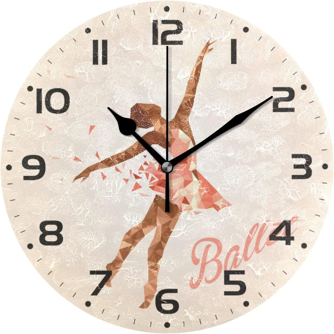 SKYSONIC Ballerina in Dance Wall Clock 10 Inch Silent Non Ticking Round ...