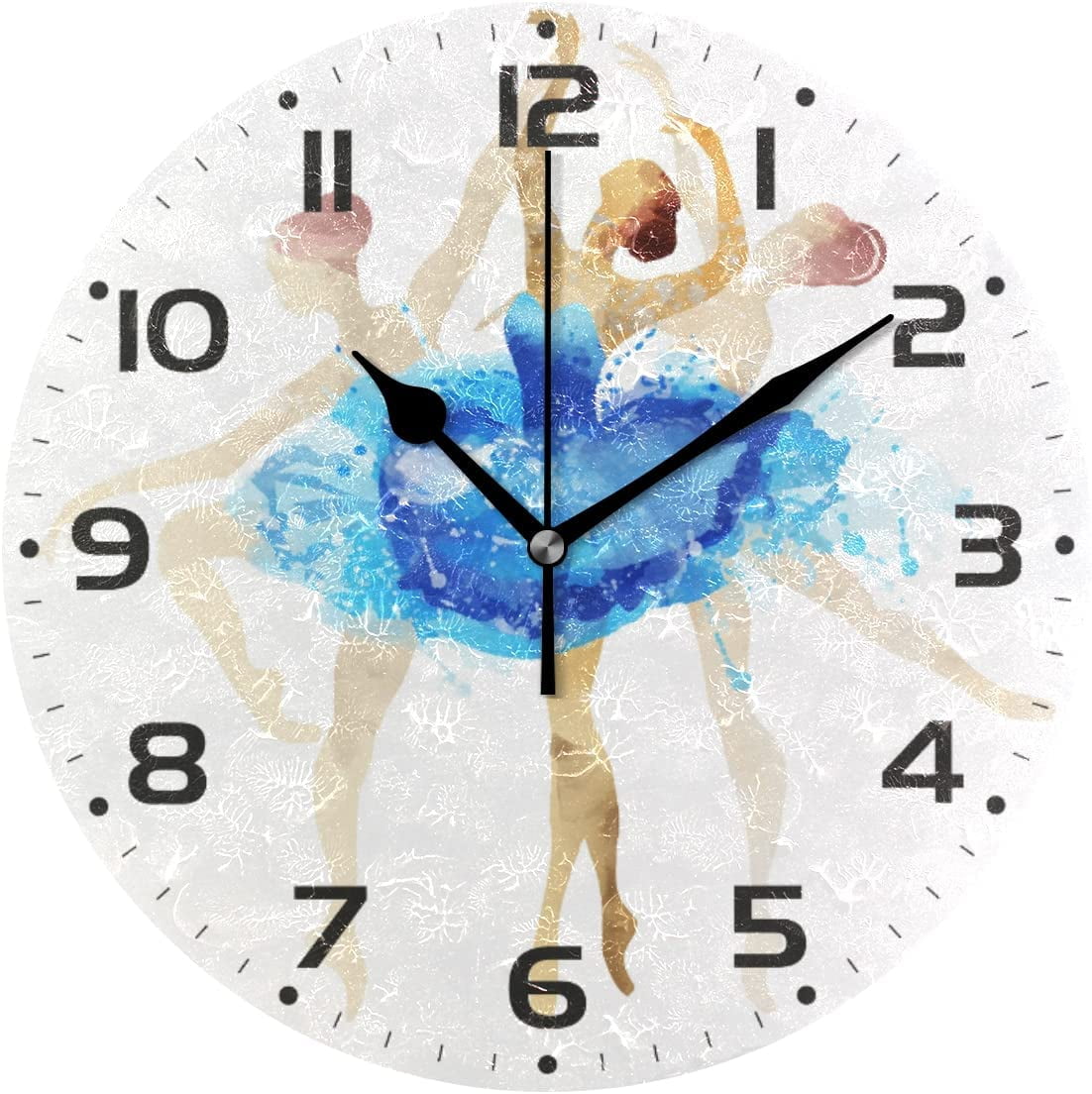 SKYSONIC Ballet Wall Clock 10 Inch Silent Non Ticking Round Clock Oil ...