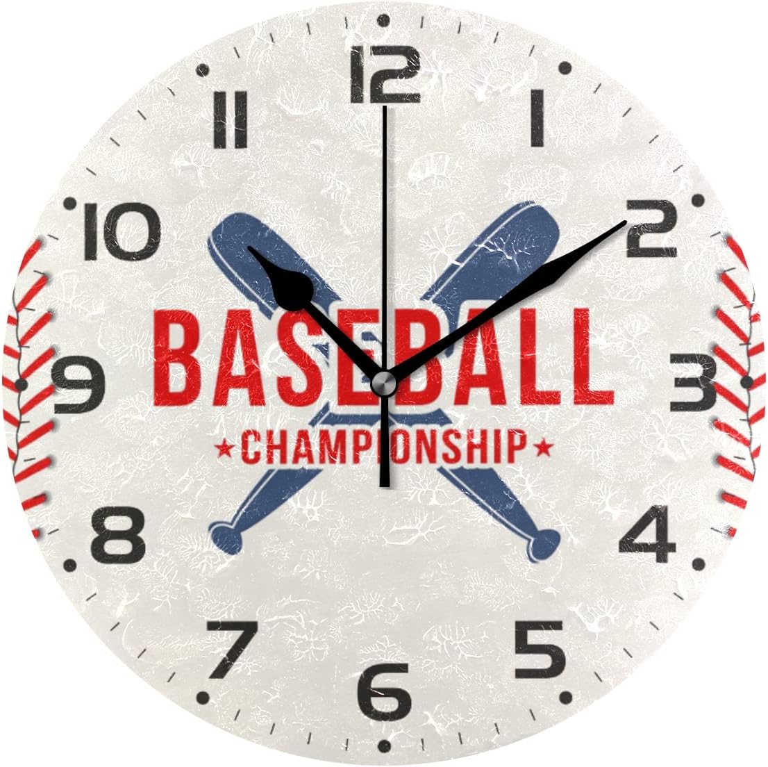 SKYSONIC Baseball Wall Clock 10 Inch Silent Non Ticking Round Clock Oil ...