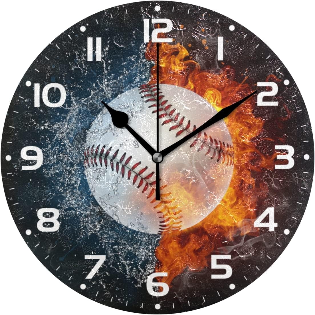 SKYSONIC Baseball Wall Clock 10 Inch Silent Non Ticking Round Clock Oil ...
