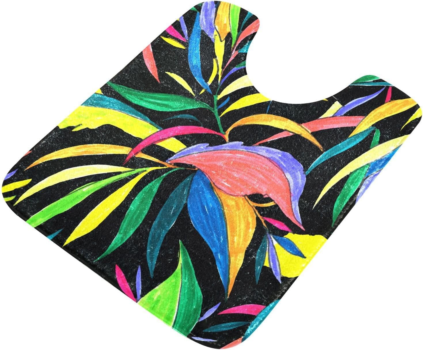 SKYSONIC Bath Mats Toiletry Mat Colorful Tropical Leaves Print, Fluffy ...