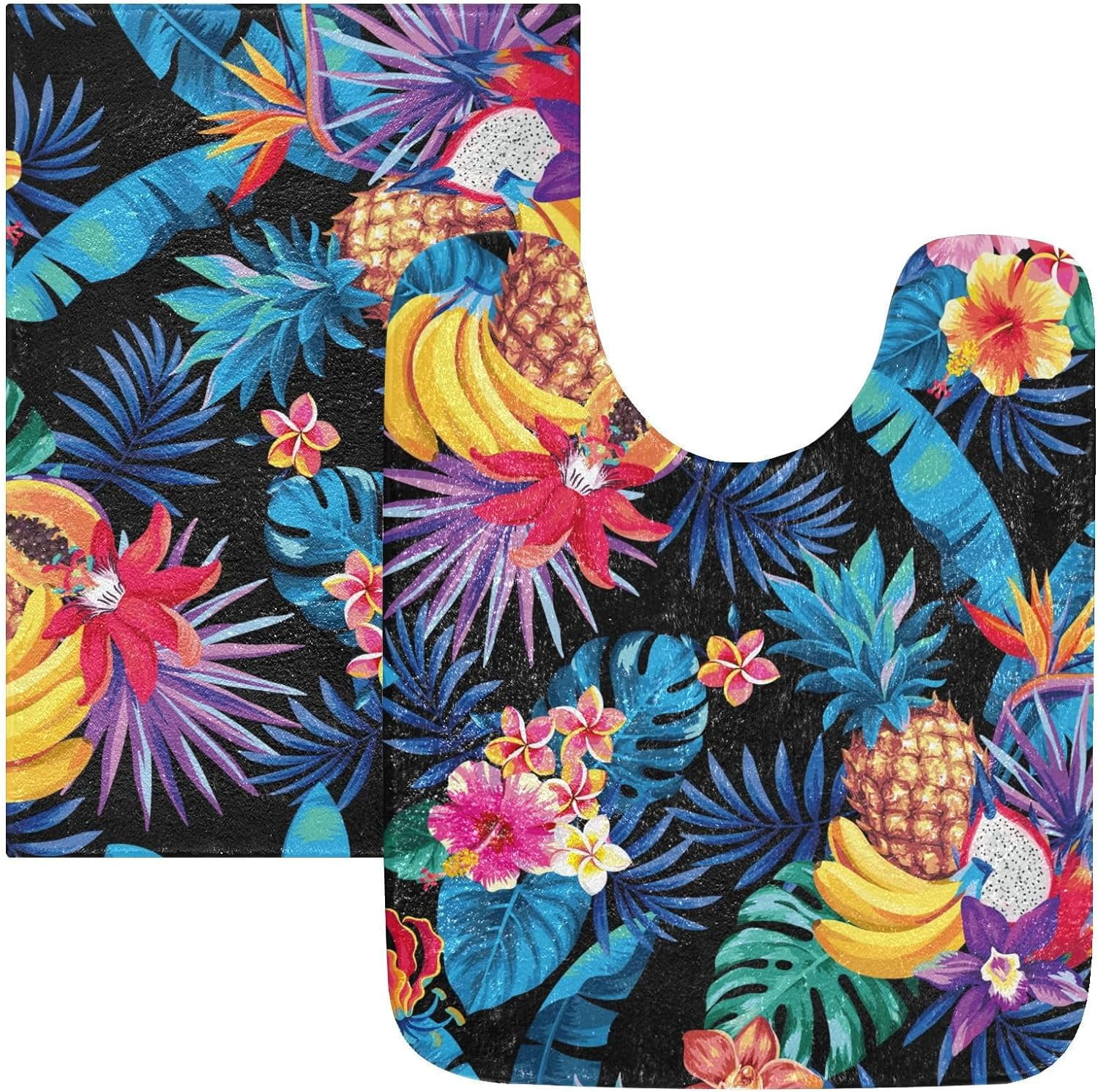 SKYSONIC Bath Mats Toiletry Mat Exotic Fruits Print, Fluffy Plush ...