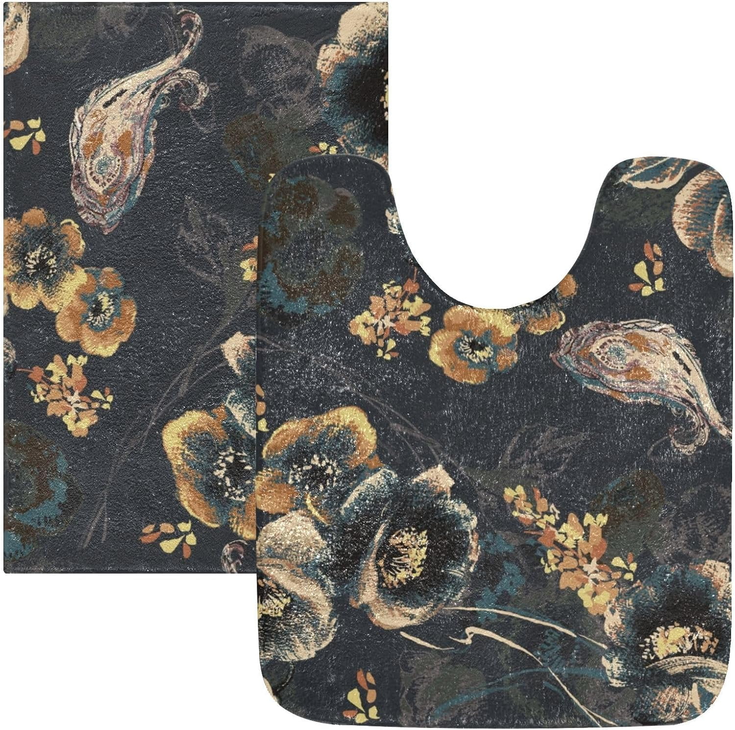 SKYSONIC Bath Mats Toiletry Mat, Fluffy Plush Absorbent Bath Rugs ...