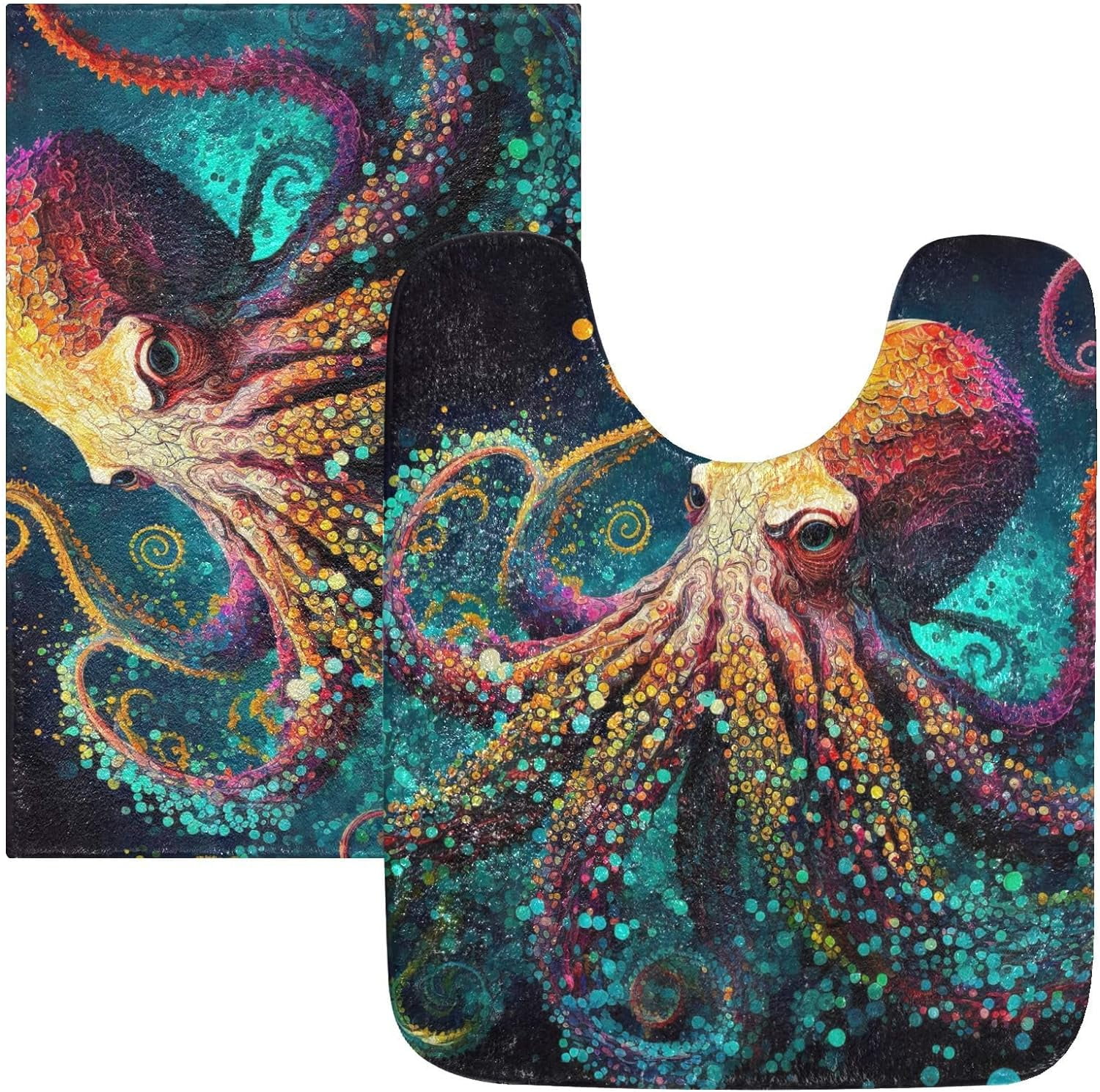 SKYSONIC Bath Mats Toiletry Mat, Fluffy Plush Absorbent Bath Rugs ...
