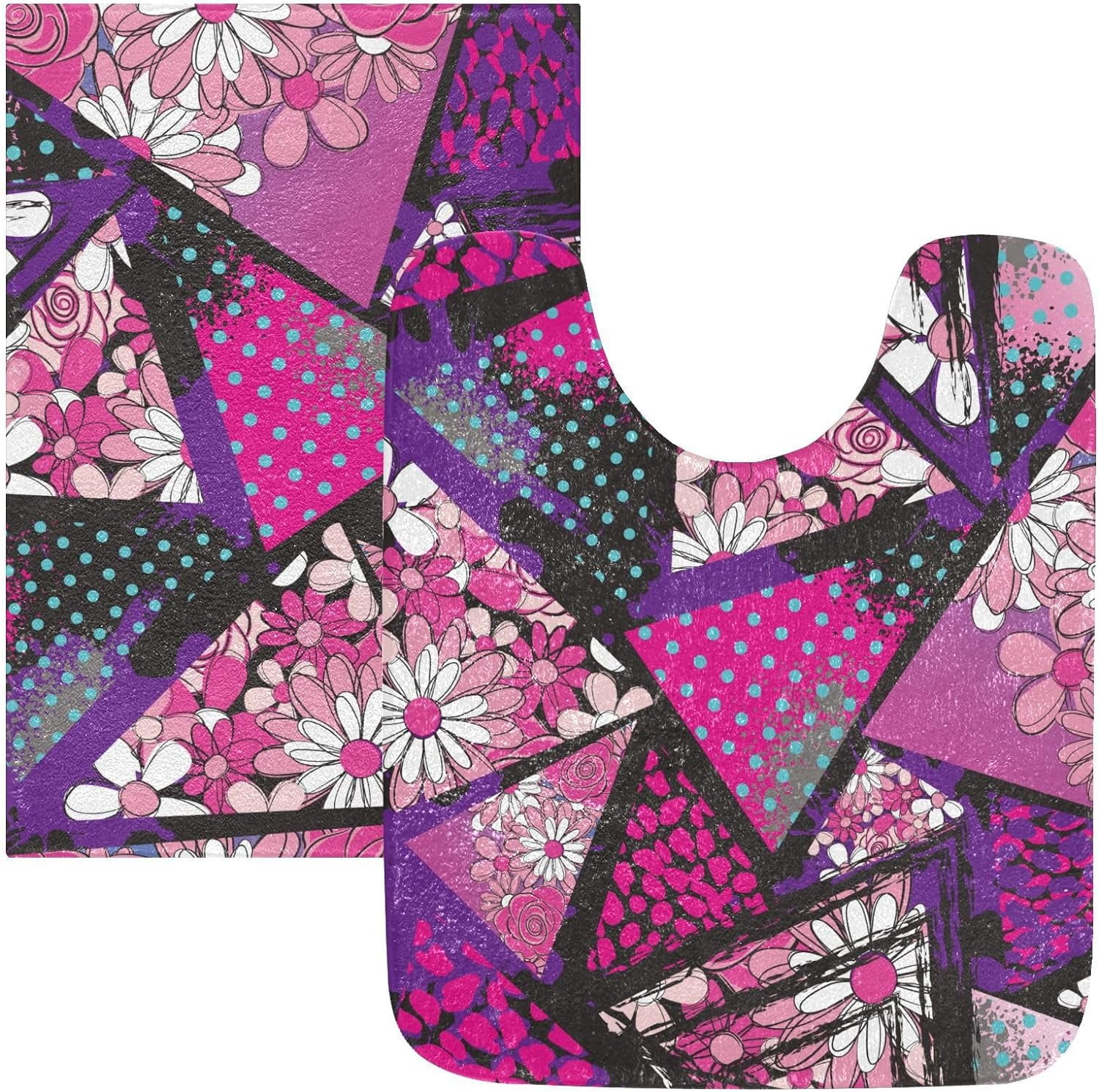 SKYSONIC Bath Mats Toiletry Mat, Fluffy Plush Absorbent Bath Rugs ...