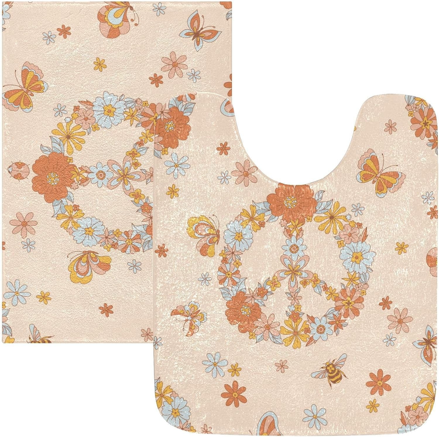 SKYSONIC Bath Mats Toiletry Mat, Fluffy Plush Absorbent Bath Rugs ...