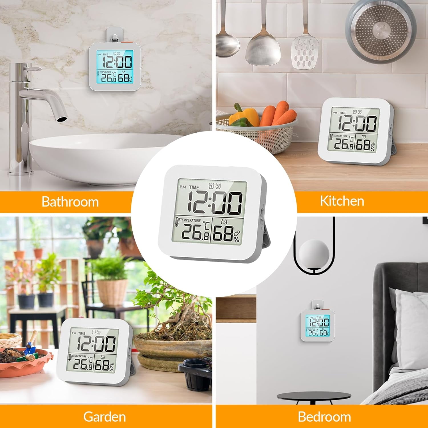 SKYSONIC Bathroom Clock with Shower Timer and Alarm, Mini Clock for ...