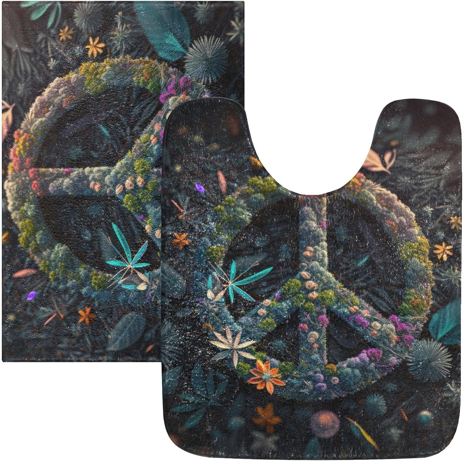 SKYSONIC Bathroom Rug Mats Flower Peace Symbol Print, Fluffy Plush ...
