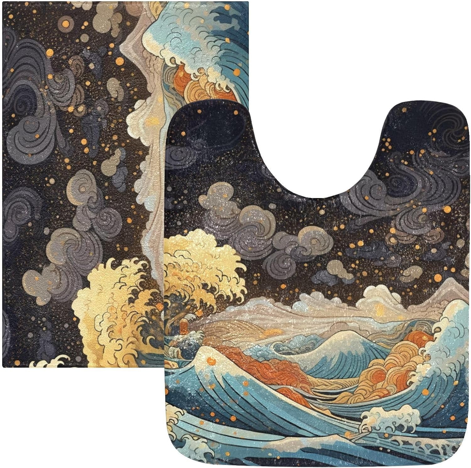 SKYSONIC Bathroom Rug Mats Great Wave Japanese Style Print, Fluffy ...