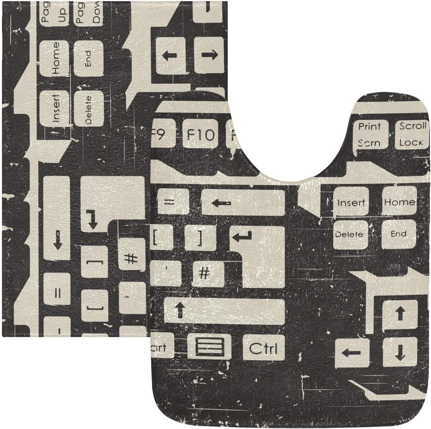 SKYSONIC Bathroom Rug Mats Retro Keyboard Print, Fluffy Plush Absorbent ...