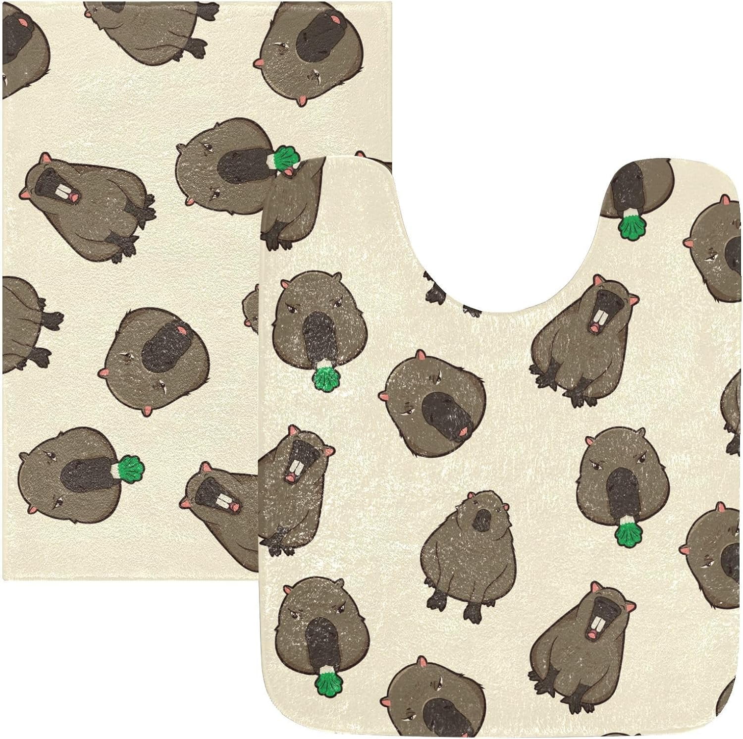SKYSONIC Bathroom Rug Mats Seamless Capybara Print, Fluffy Plush ...