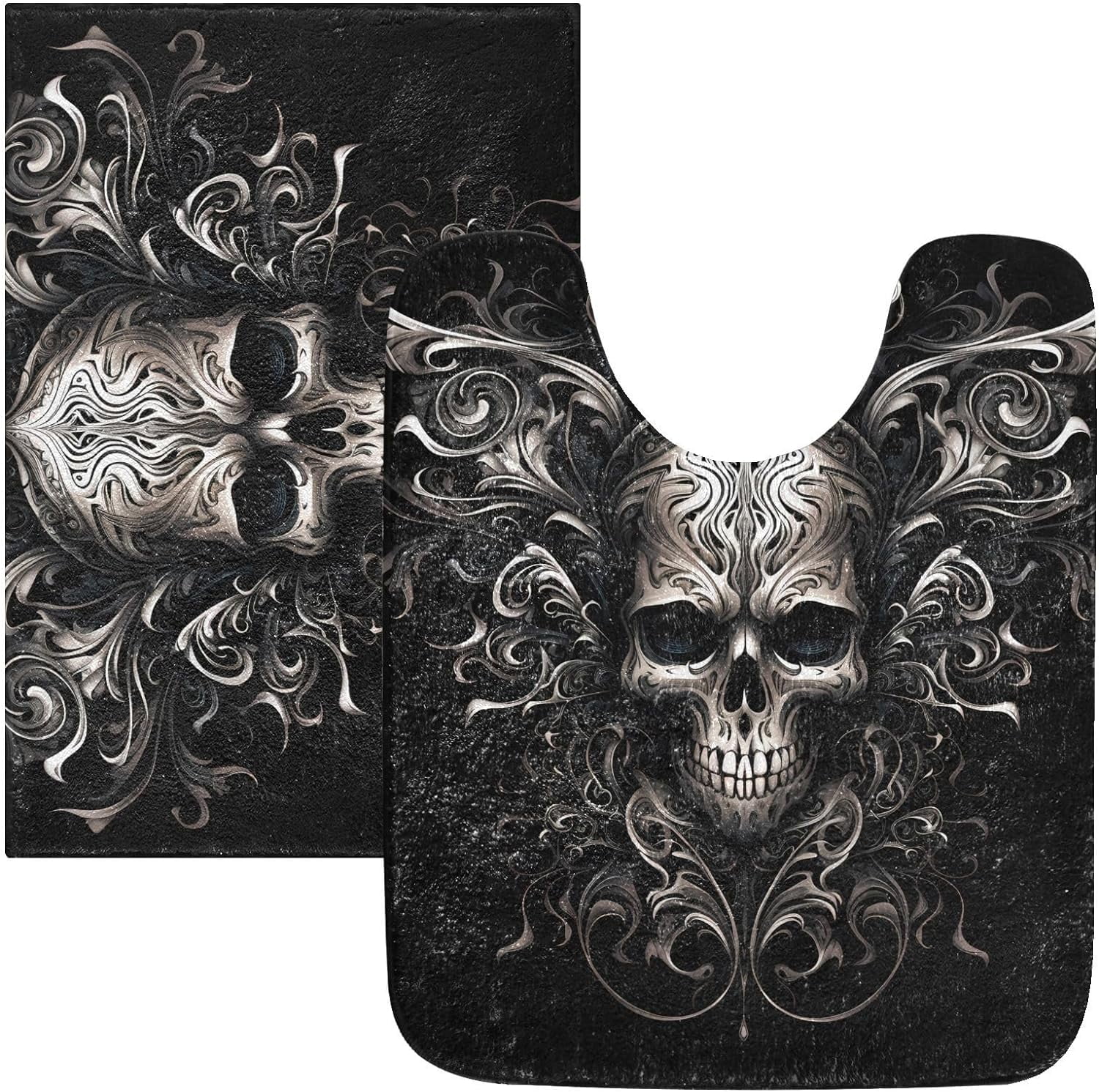 SKYSONIC Bathroom Rug Mats Skull Decor Design Print, Fluffy Plush ...