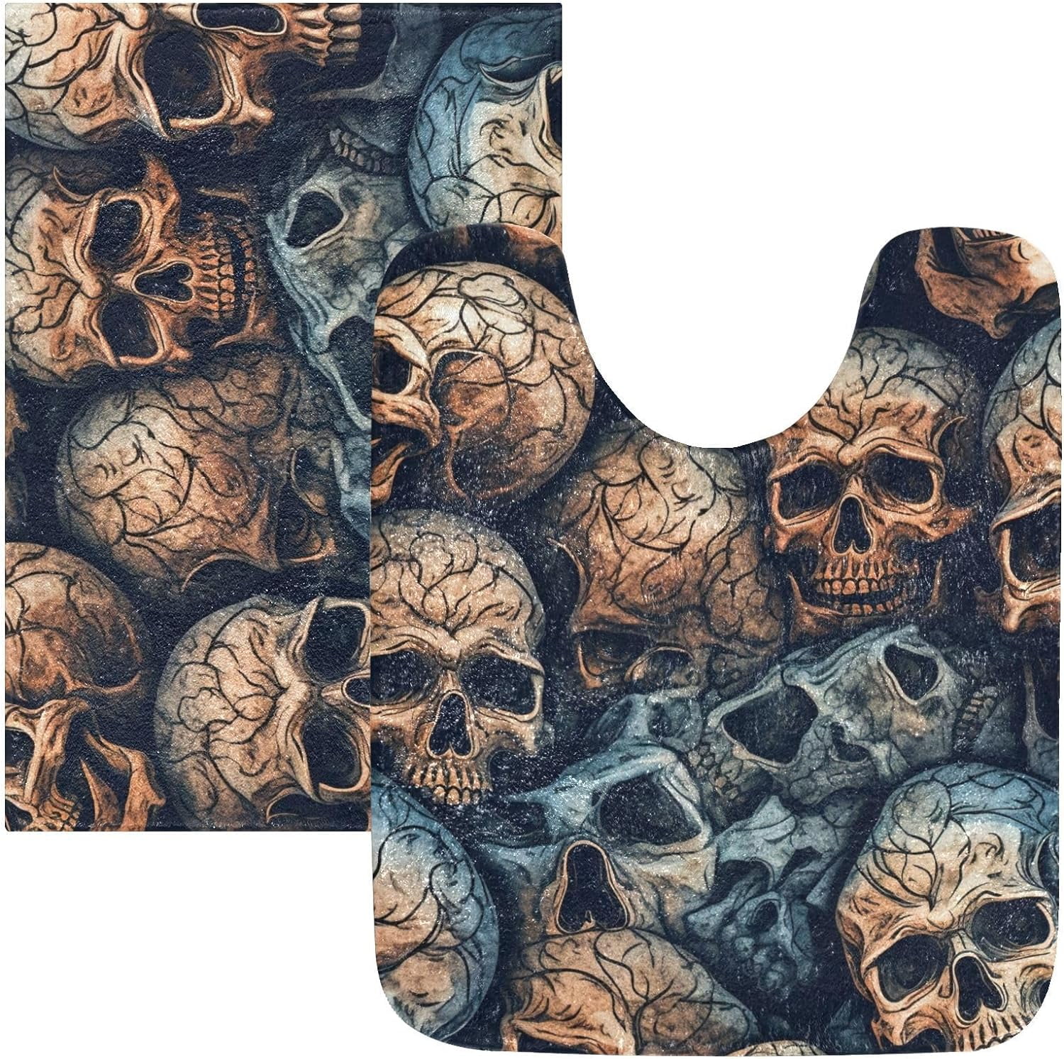 SKYSONIC Bathroom Rug Mats Vintage Skulls Pile Print, Fluffy Plush ...