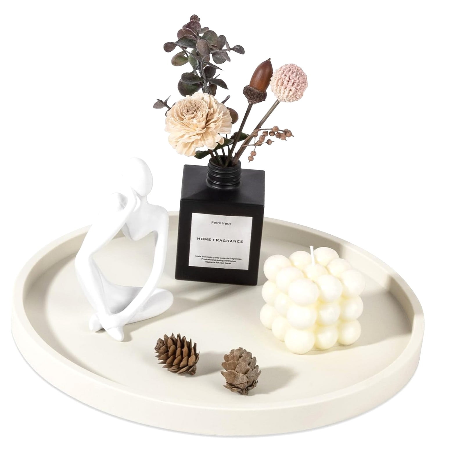 SKYSONIC Bathroom Tray Round Vanity Tray Soap Holder Kitchen Countertop ...