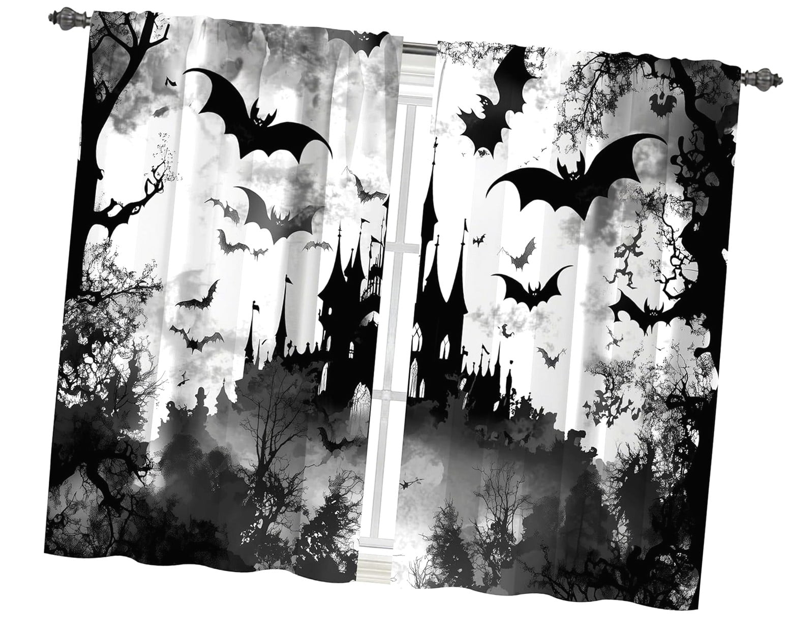 SKYSONIC Bats Kitchen Curtains Cafe Curtains for Bathroom Dining Room ...