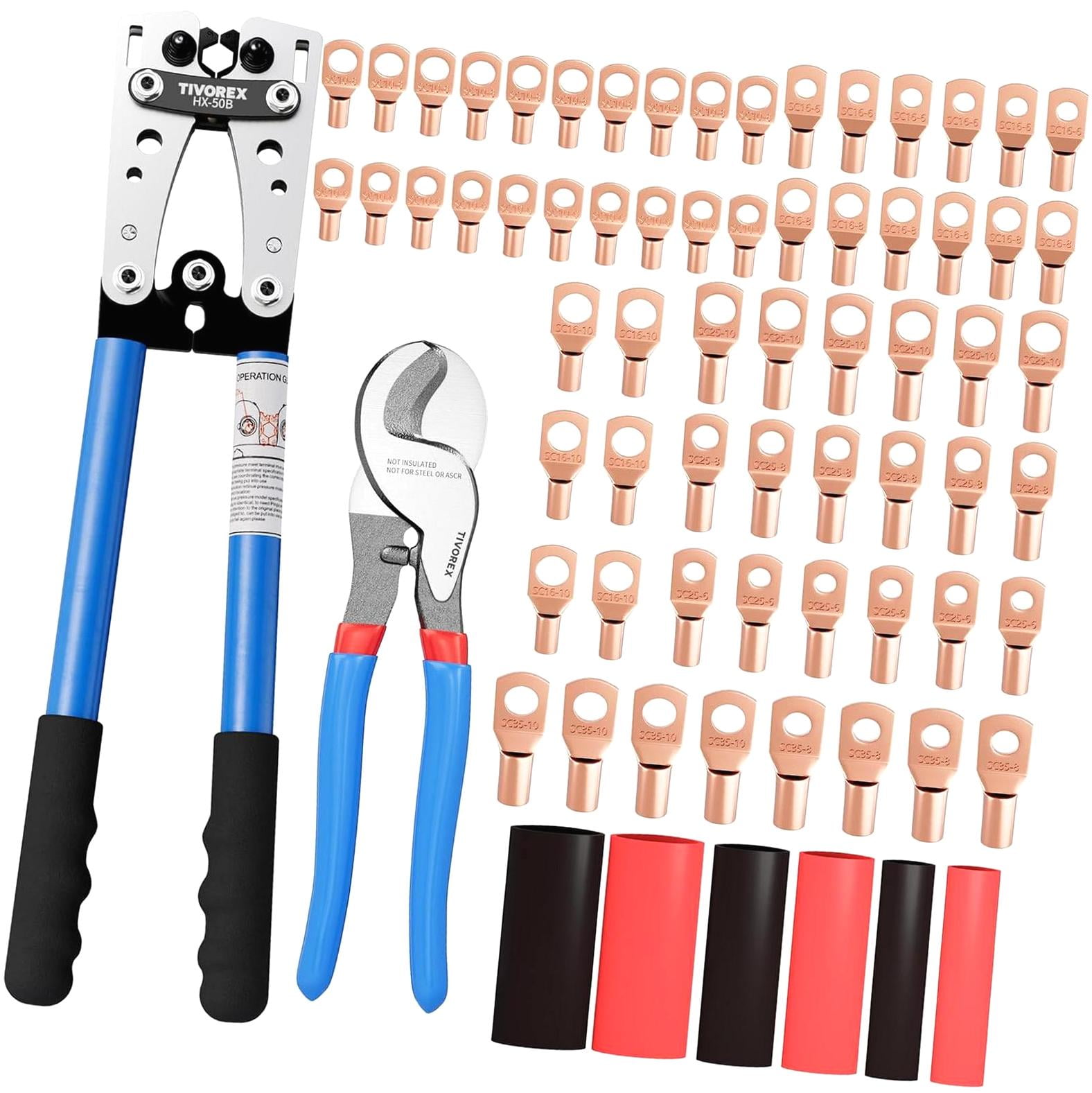 SKYSONIC Battery Cable Lug Crimping Tool for AWG 10-1/0 Electrical Lug ...