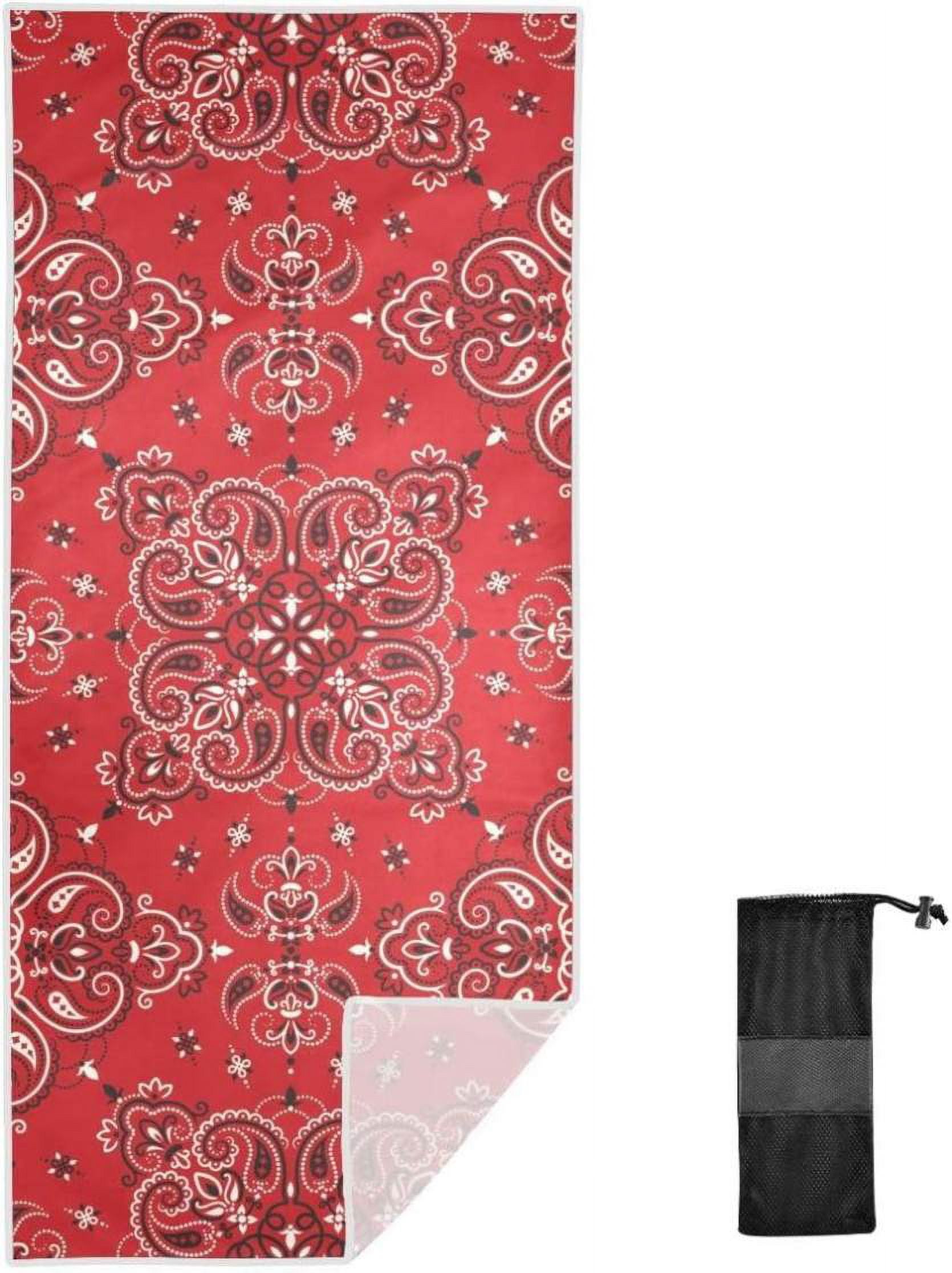 SKYSONIC Beach Towel with Travel Bag, Paisley Red Oversized Sand Free ...