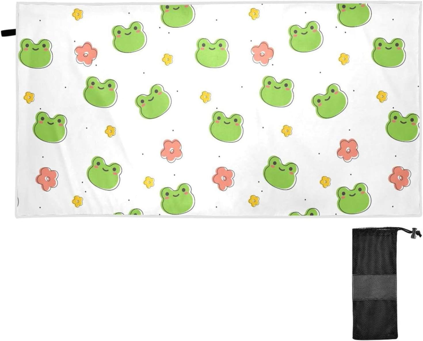 SKYSONIC Beach Towels 30"x60", Cartoon Frog Camping Towels Floral ...