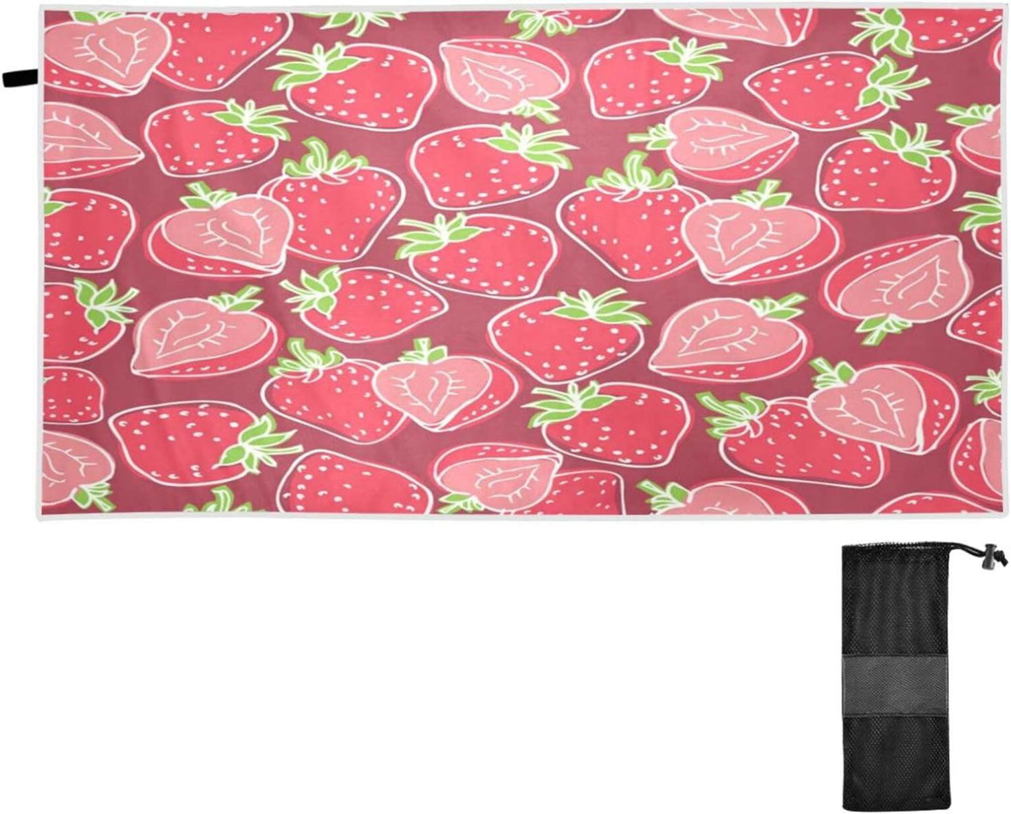 SKYSONIC Beach Towels 30"x60", Fruit Cute Strawberry Camping Towels ...