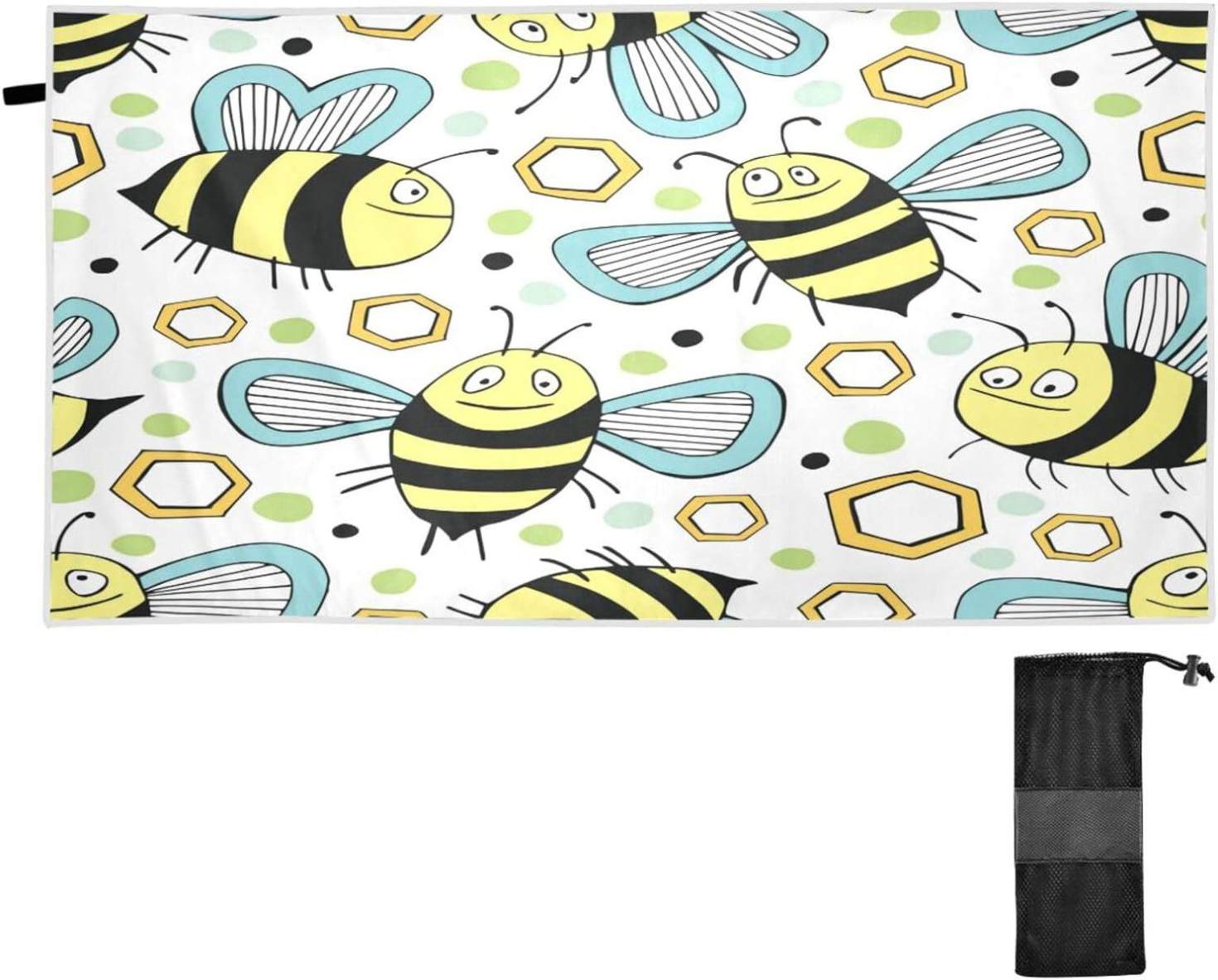 SKYSONIC Beach Towels 30"x60", Funny Bees Cartoon Camping Towels Sand ...
