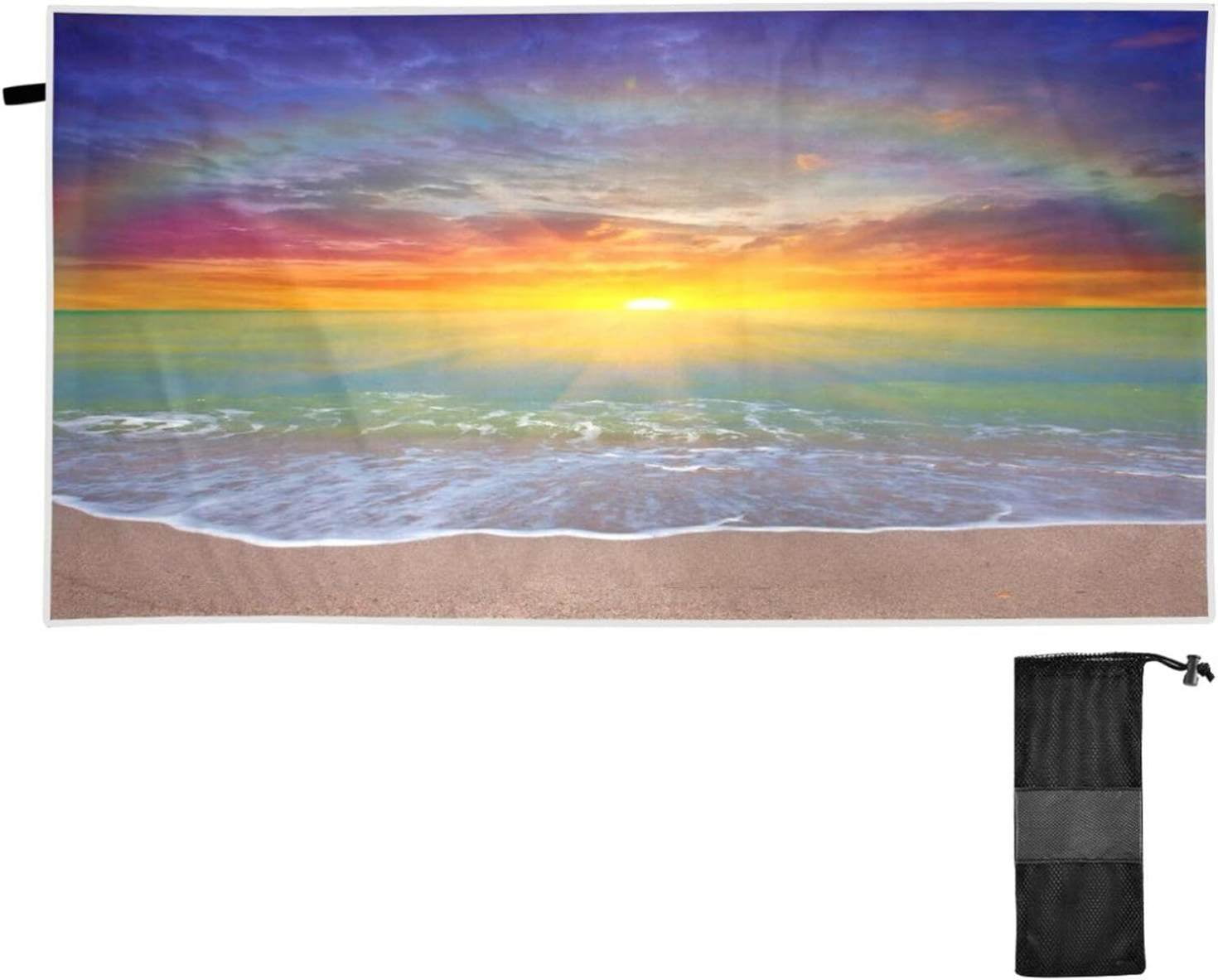 SKYSONIC Beach Towels 30"x60", Rainbow Sunset Camping Towels Sea Beach ...