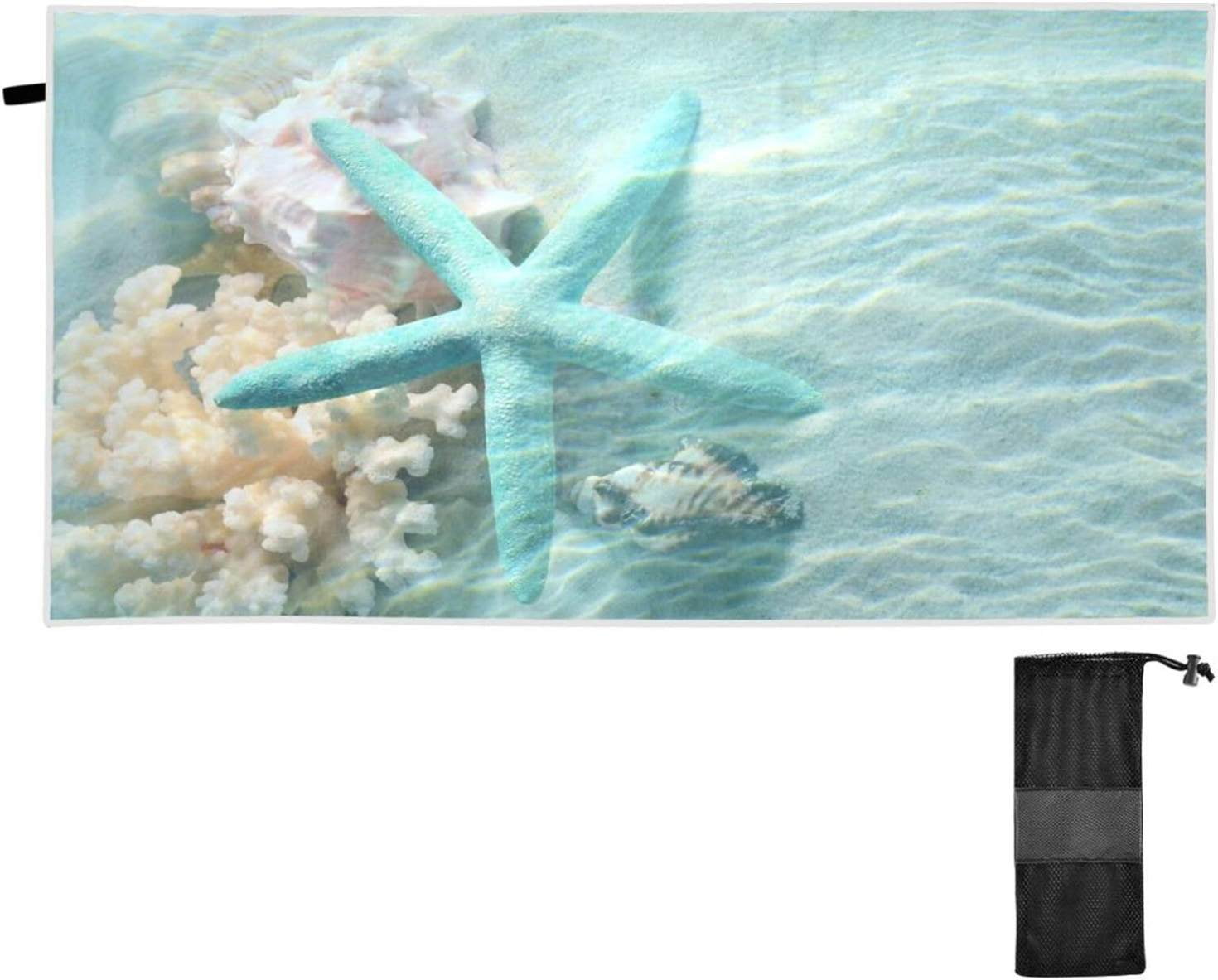 SKYSONIC Beach Towels 30"x60", Seashell and Starfish Camping Towels ...