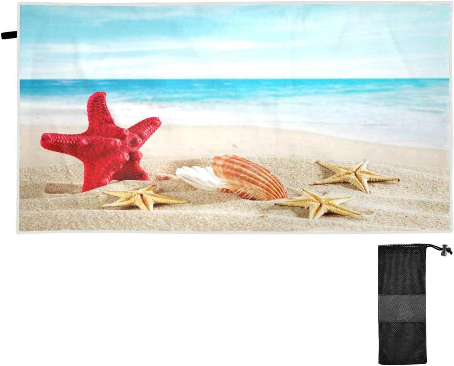 SKYSONIC Beach Towels 30"x60", Shell Starfish Sand Camping Towels ...
