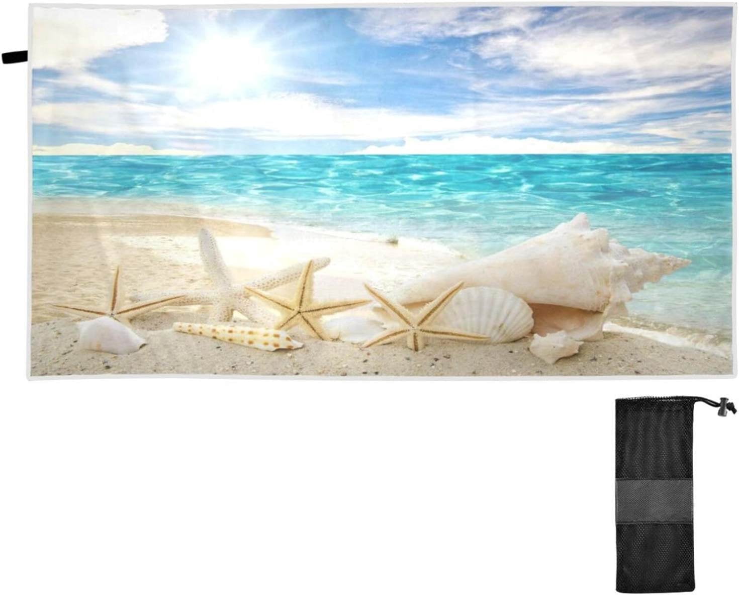 SKYSONIC Beach Towels 30"x60", Starfish Sea Shells Beach Camping Towels ...