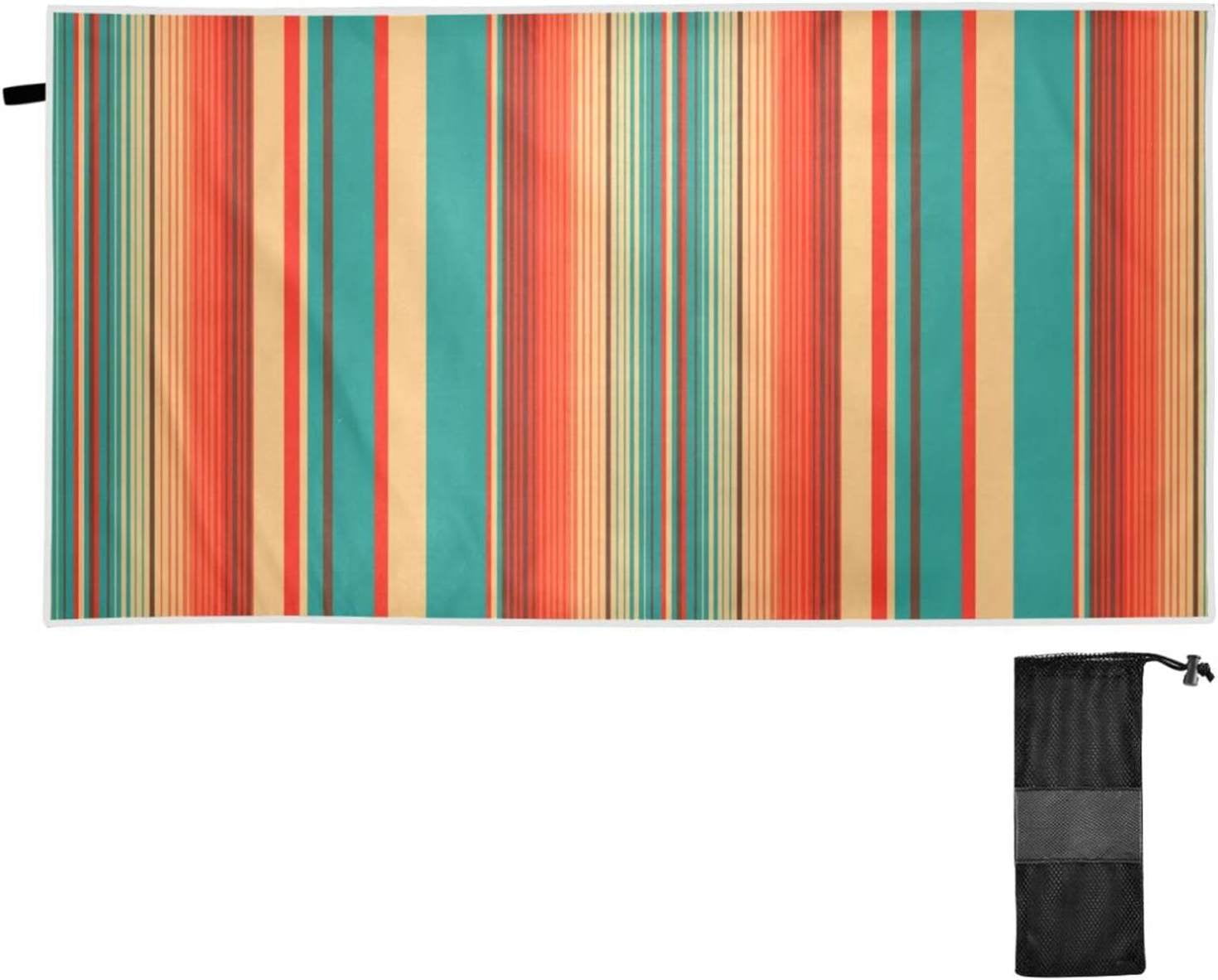 SKYSONIC Beach Towels 30"x60", Stripes Green Orange Camping Towels Sand ...