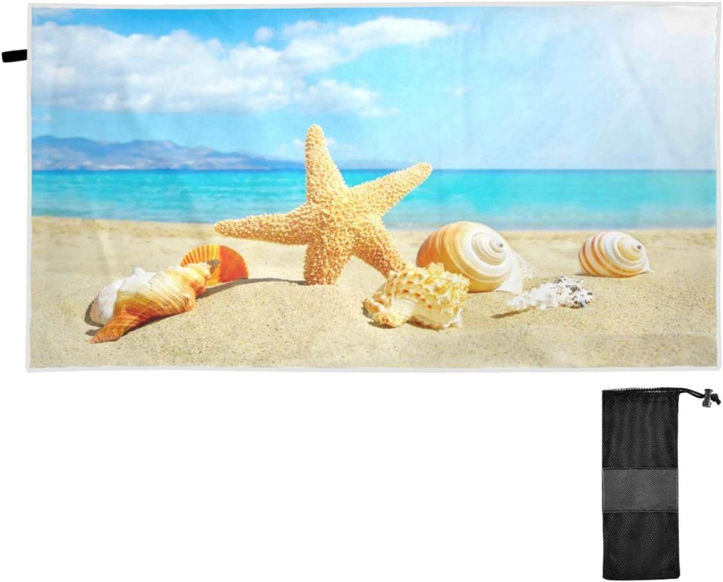 SKYSONIC Beach Towels 30"x60", Summer Beach Starfish Shells Camping ...