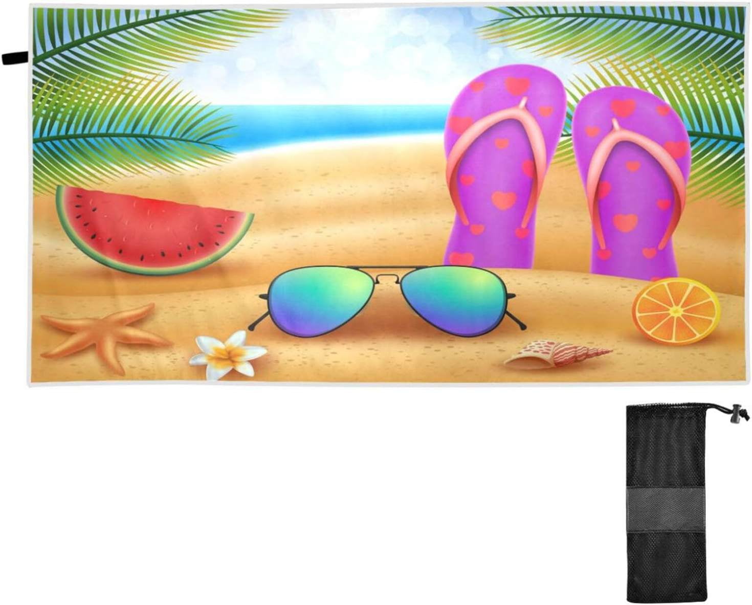 SKYSONIC Beach Towels 30"x60", Summer Starfish Watermelon Flip Flop ...