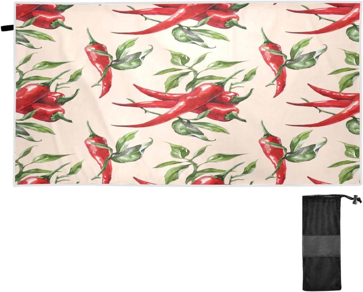 SKYSONIC Beach Towels 30"x60", Watercolor Red Chili Peppers Camping ...