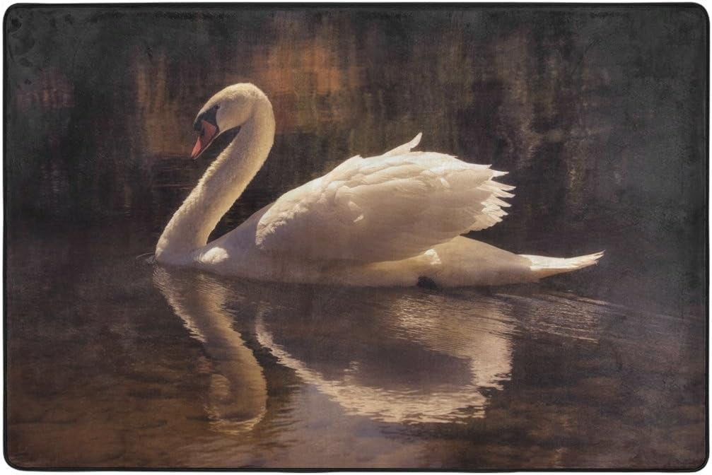 SKYSONIC Beautiful Swan Swimming Water Area Rug Pad 24x36 Inch 100% ...