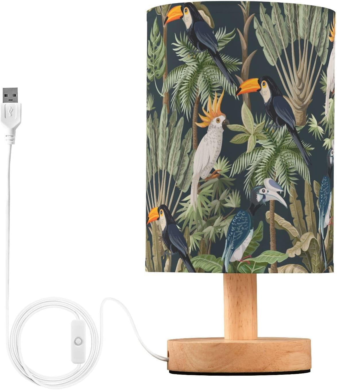 SKYSONIC Bedside Table Lamp Tropical Parrots s Birds Palm Tree ...