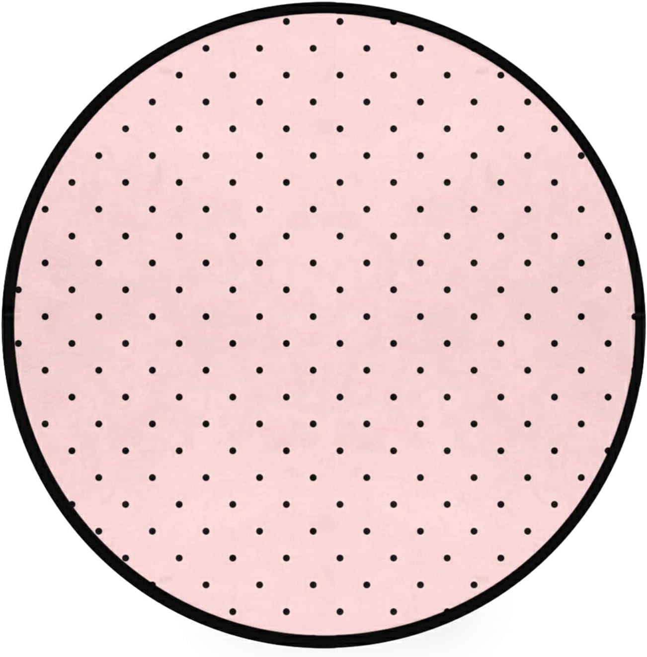 SKYSONIC Black Polka Dots on Pink Background Round Area Rug Chair Couch ...